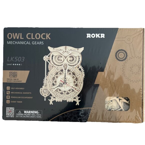 ROKR | Games | Rokr 3d Mechanical Time Owl Clock Build Assemble Wooden ...